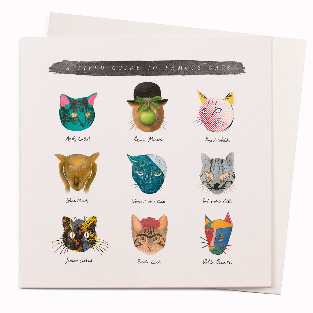 USTUDIO Design Funny Art Notecard | Field Guide To Famous Cats by Elly Liyana