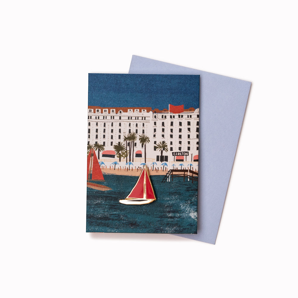 USTUDIO Design Enamel Pin Badge Card by Katy Welsh | Cannes Beach