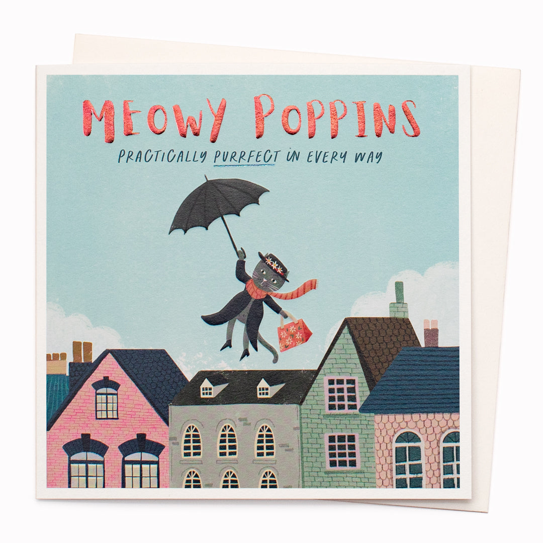 USTUDIO Design Books Cat Greeting Card by Niaski | Meowy Poppins
