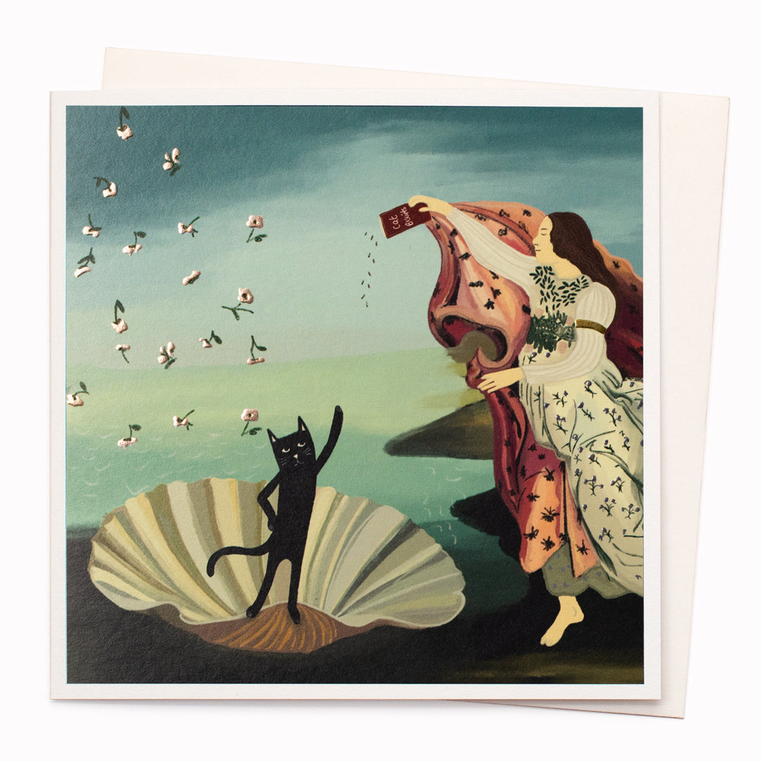USTUDIO Design Art Cat Greeting Card by Niaski | Birth of Venus