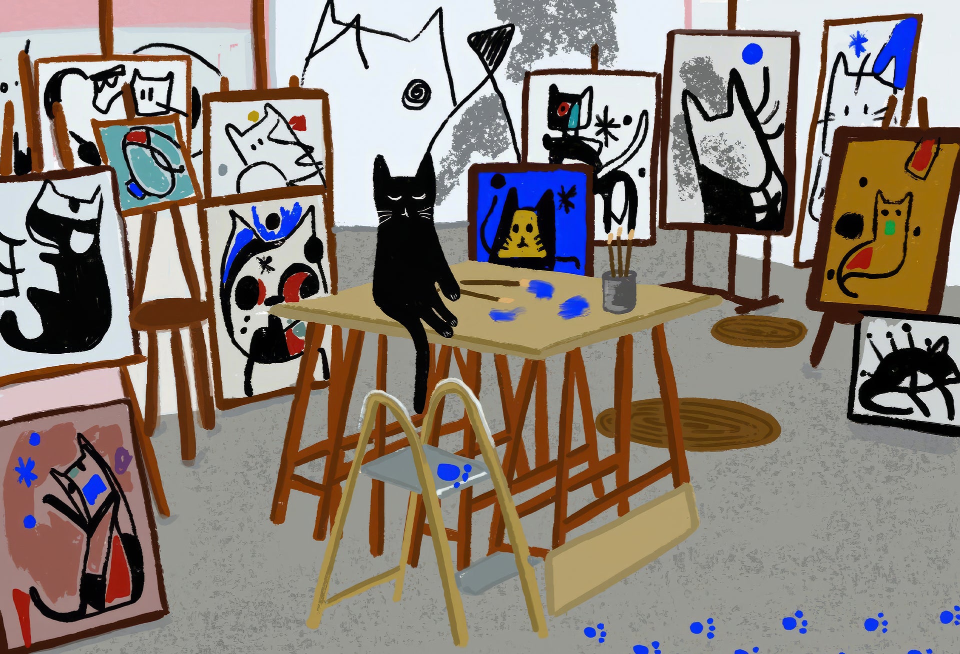 USTUDIO Design Art Cat Greeting Card by Niaski | Rene Mogritte