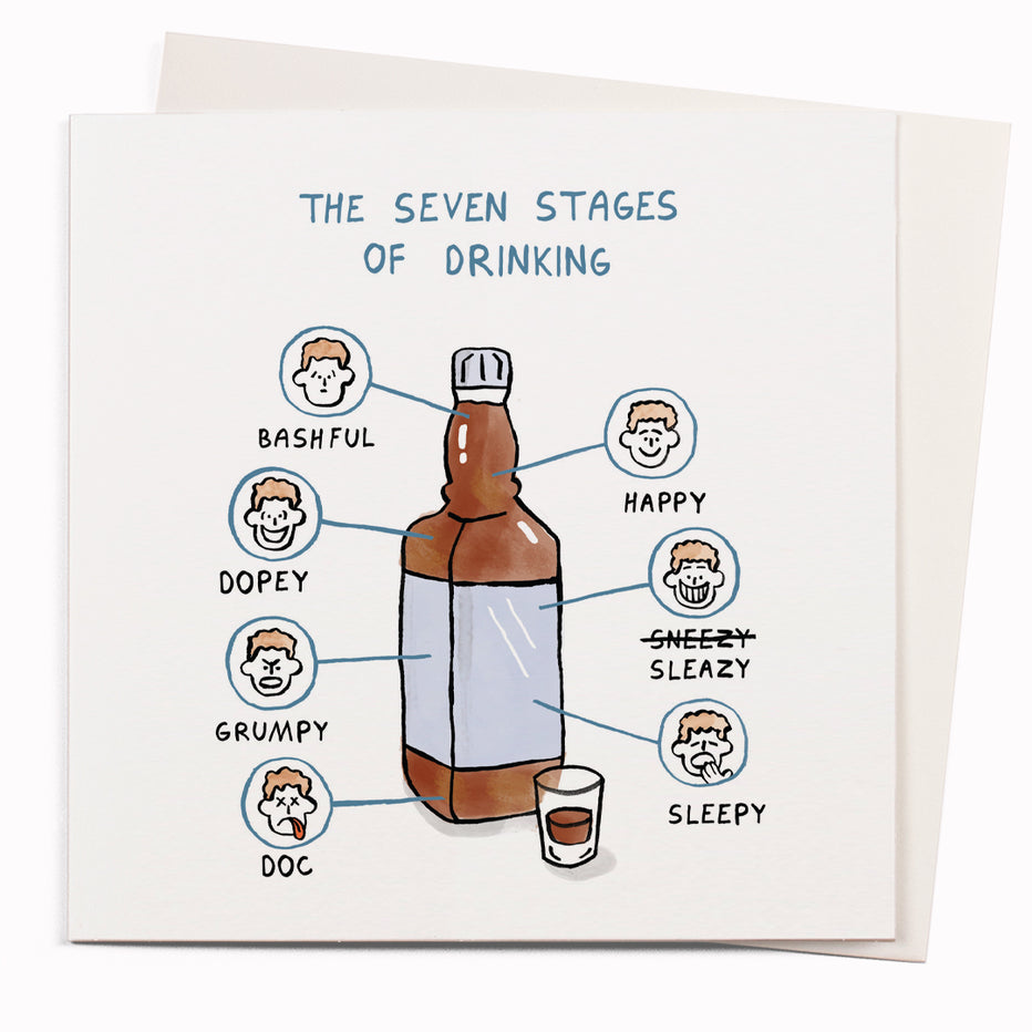 USTUDIO Design Greeting Card by John Atkinson | 7 Stages Of Drinking